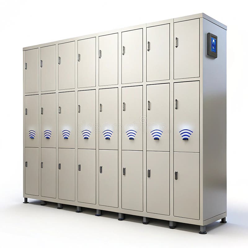 Lockers with RFID Technology Isolated on White Background Stock ...