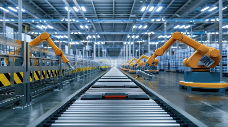 A High-tech Logistics Facility with Automated Systems and Robotic Arms ...