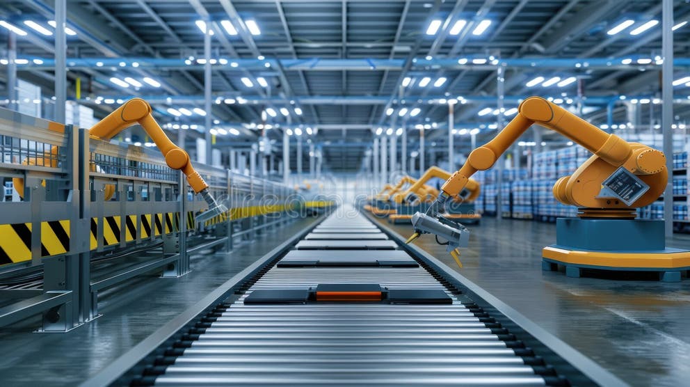A High-tech Logistics Facility with Automated Systems and Robotic Arms ...