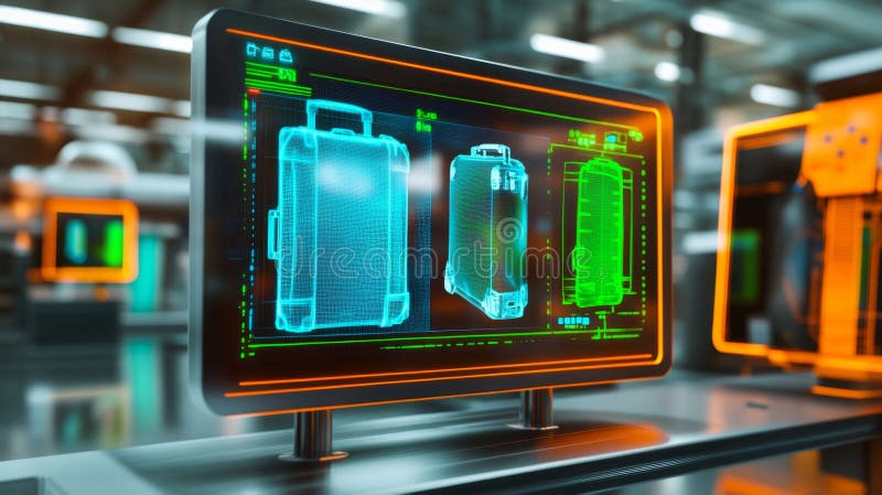 High-tech Luggage Scanning Display at Airport Security Checkpoint ...