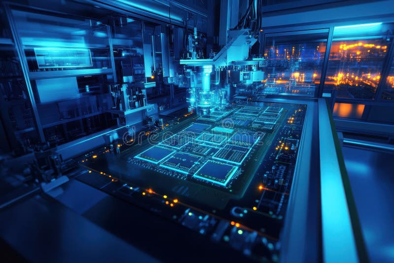 High-tech Machinery Assembling Microchips in a Modern Electronics ...