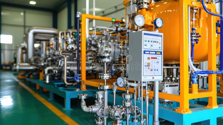 High Tech Machinery in Clean Fuel Processing Unit Showcases Advanced Engineering Stock Image ...