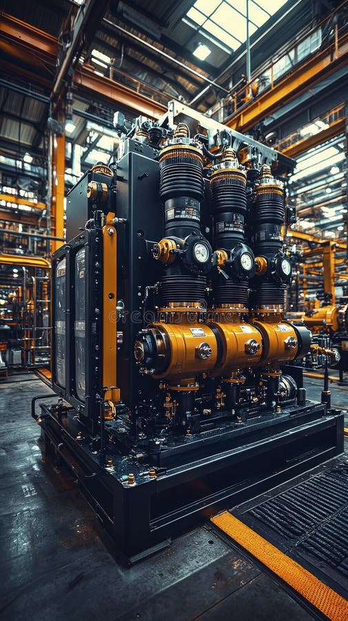 High-Tech Machines in a Production Facility Stock Illustration ...