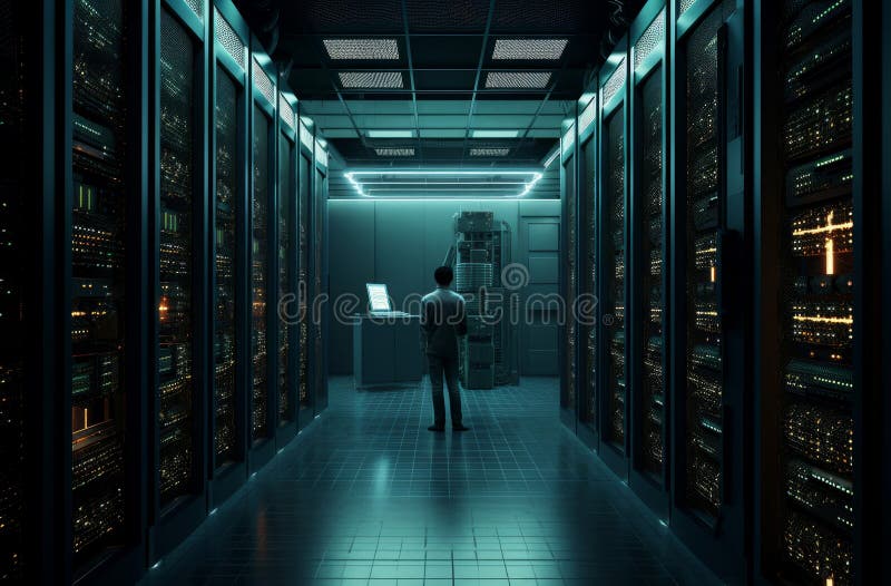 High-tech Man Data Center. Generate Ai Stock Image - Image of ...