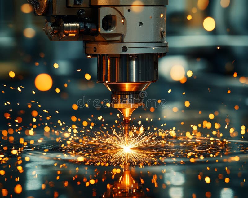 High-tech Manufacturing with Automated Laser Cutting and Precision Metal Drilling Tools Stock ...