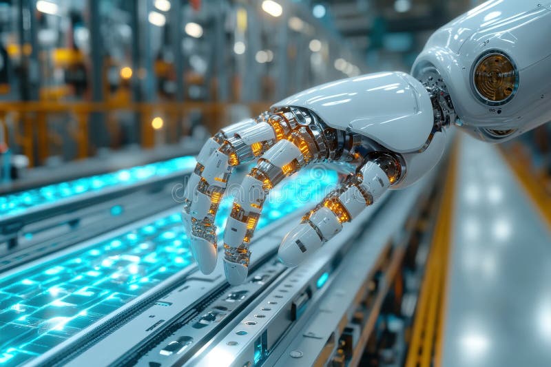 Robotic Hands are Being Constructed on an Automated Assembly Line in a ...