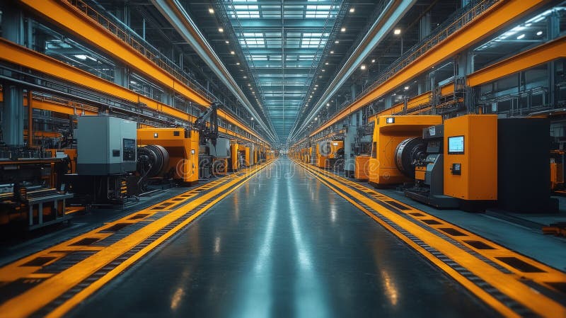 Modern Manufacturing Facility with Automated Machinery and Bright ...