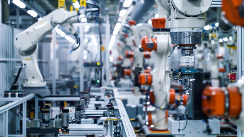 High-Tech Manufacturing Facility with Automated Robotic Arms Stock ...