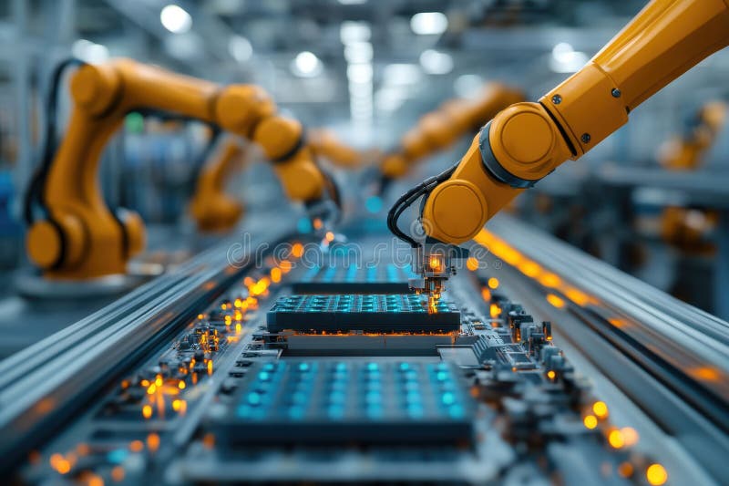 A High-tech Manufacturing Facility with Robotic Arms Assembling EV ... A High-tech Manufacturing Facility with Robotic Arms Assembling EV ...