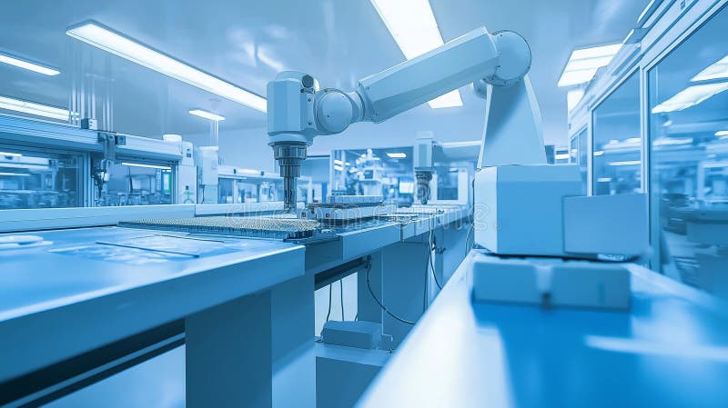 High-tech Manufacturing Facility, with Robotic Arms Stock Photo - Image ...