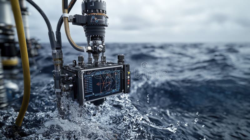 High-tech Marine Sensor in Action Measuring Temperature Ocean ...
