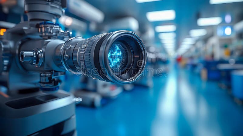 A High-tech Medical Imaging Device with a Glowing Blue Lens in a Modern ...