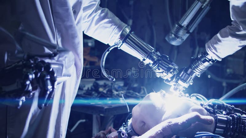 High Tech Medical Lab Setting, Scientists Wearing Protective Gear ...