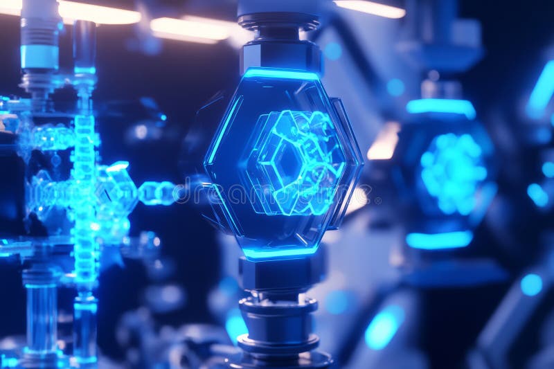 A High-tech Medical Research Lab Where Glowing Hexagonal DNA Strands ...