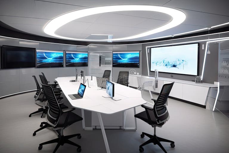 High-tech Meeting Room with Virtual Reality Technology, Interactive ...