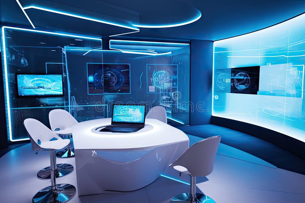 High-tech Meeting Room with Virtual Reality Technology, Interactive ...