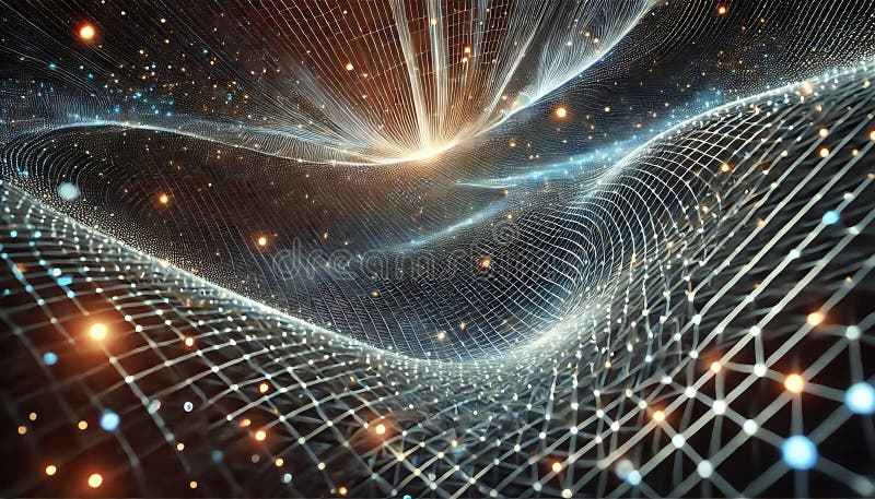 High-tech Mesh Grid with Glowing Points in 3D Perspective Suitable for ...