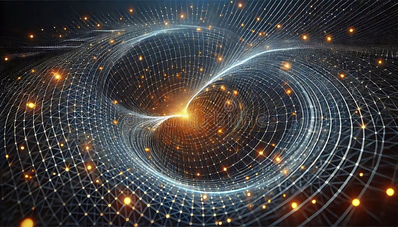 High-tech Mesh Grid with Glowing Points in 3D Perspective Suitable for ...