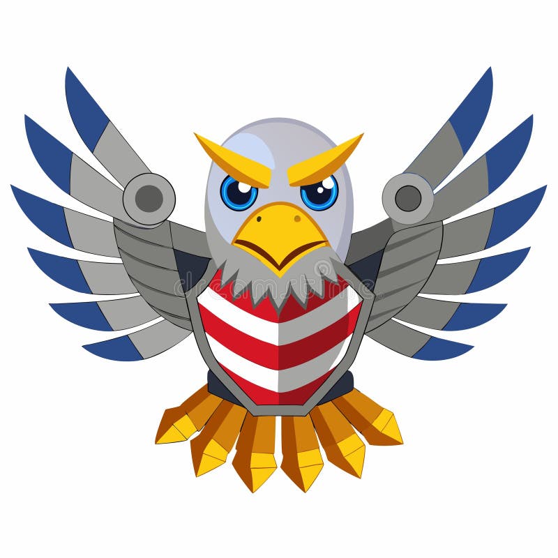 High Tech Metal American Eagle with Angry Expression Vector Graphic ...
