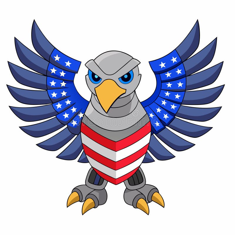 High Tech Metal American Eagle with Angry Expression Vector Graphic ...
