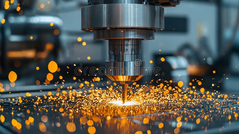 High Tech Metal Forming Process with Sparks in Industry Stock ...