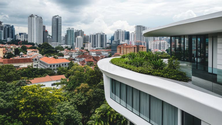 A High-tech Metropolis Blending Modern Architecture with Vibrant Green ...