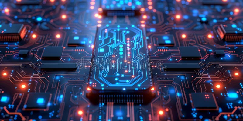 A Cuttingedge Microchip Featuring Illuminated Circuitry that Looks ...