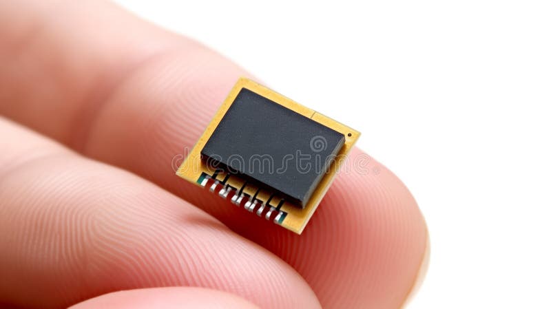High-Tech Microchip Held by Hand, White Background Stock Illustration ...