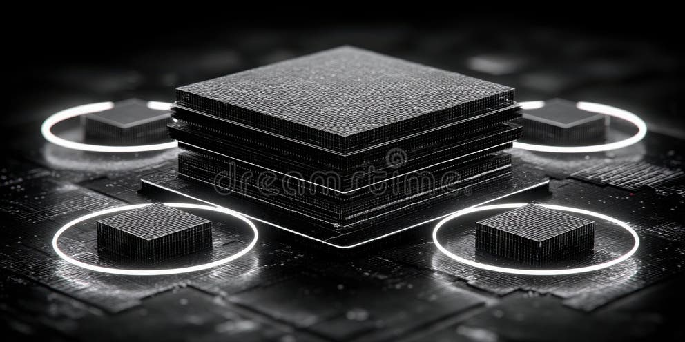 High-Tech Microchip Stack on Circuit Board with Futuristic Design and ...