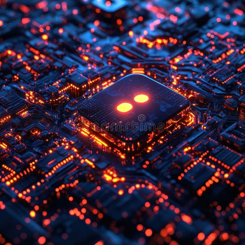 High-tech Microchip on Vibrant Red Circuit Board: Symbol of Digital ...