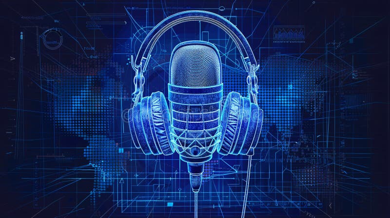 Studio Microphone in Futuristic Setting with Complex Digital Interface ...