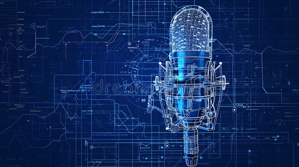 Studio Microphone in Futuristic Setting with Complex Digital Interface ...