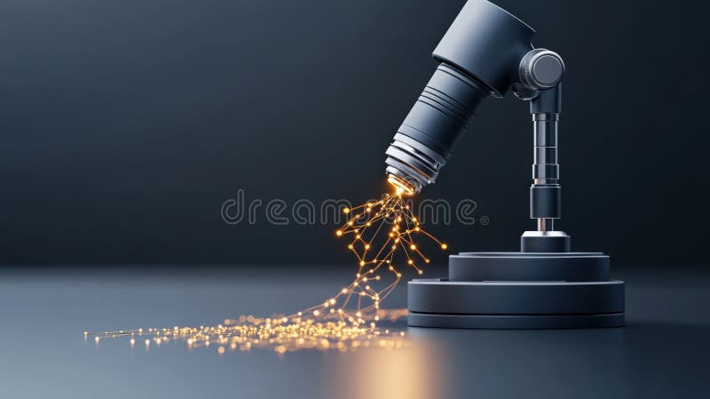 Hightech Microphone with Glowing Particles Dark Modern Background Stock ...