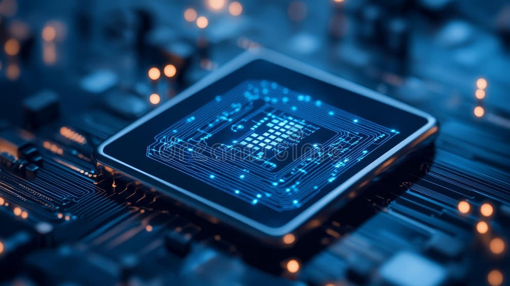 High-Tech Microprocessor on Circuit Board Stock Illustration ...