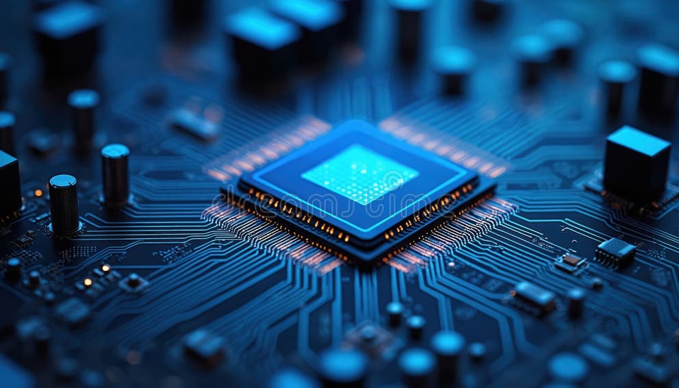 High-tech Microprocessor on Circuit Board with Intricate Patterns and ...