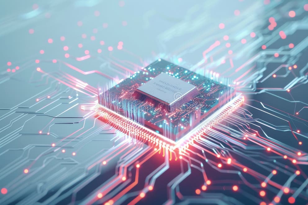 Advanced Microprocessor on Circuit Board. Generative Ai Stock ...