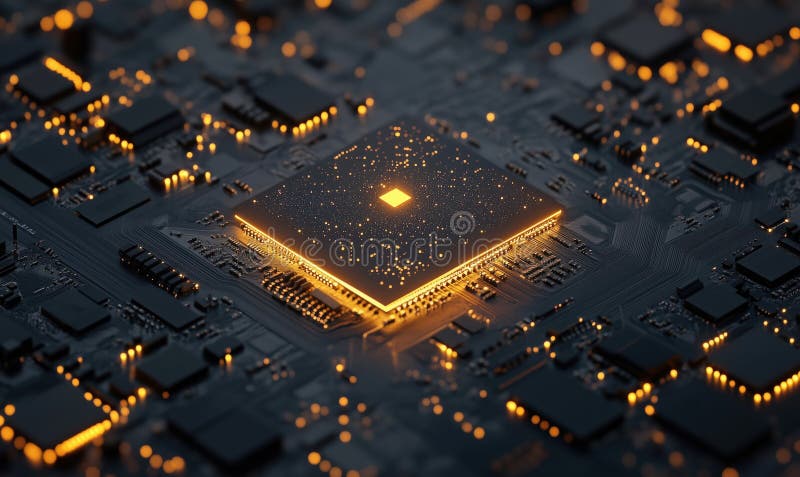 High-tech Microprocessor with Glowing Circuitry, Intricate Design, and ...