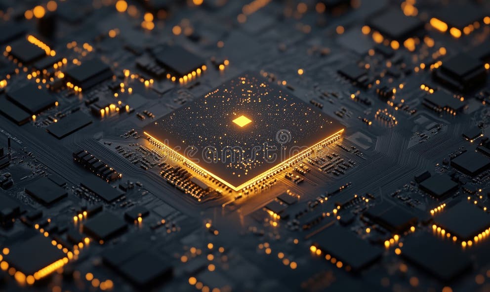 High-tech Microprocessor with Glowing Circuitry, Intricate Design, and ...