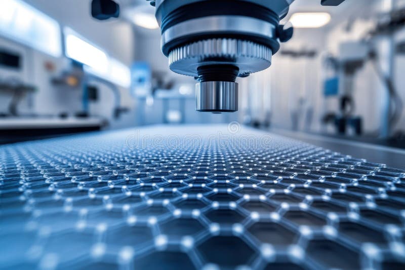 High-tech Microscope Analyzing Hexagonal Structures in a Laboratory ...