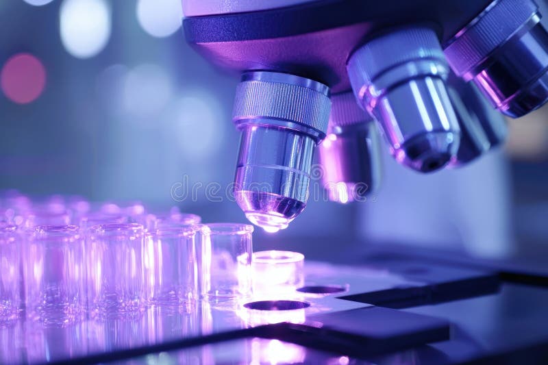 High Tech Microscope Examining Samples Clean Room Environment ...