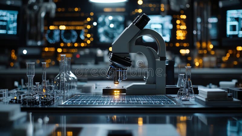 High-Tech Microscope in a Futuristic Laboratory Scientific ...