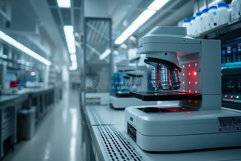 Modern Laboratory Microscope in a Sterile Research Facility Stock Photo ...
