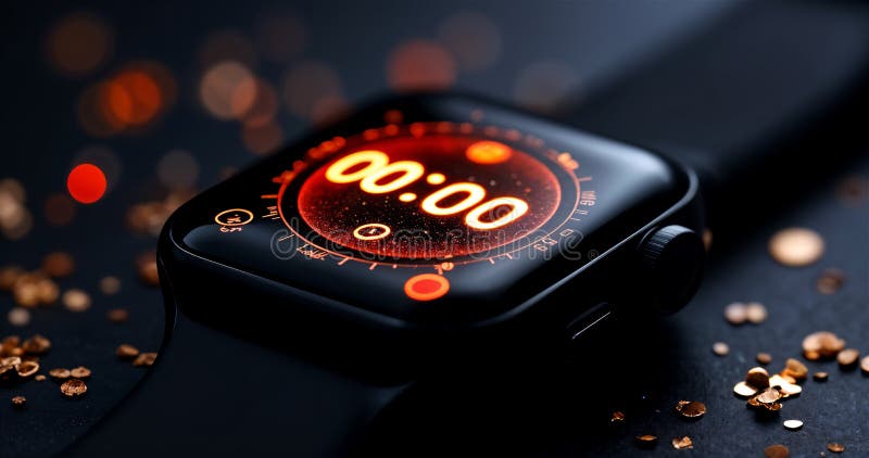 High-Tech Midnight Countdown on Smartwatch Stock Illustration ...