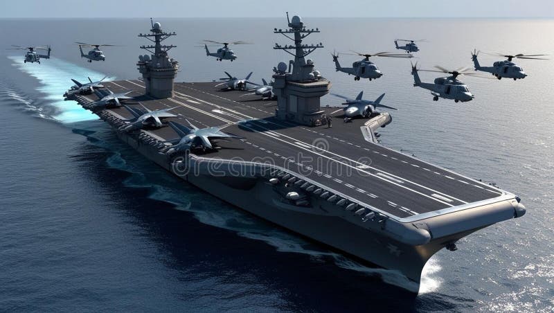 High-tech Military Base in the Ocean Stock Illustration - Illustration ...