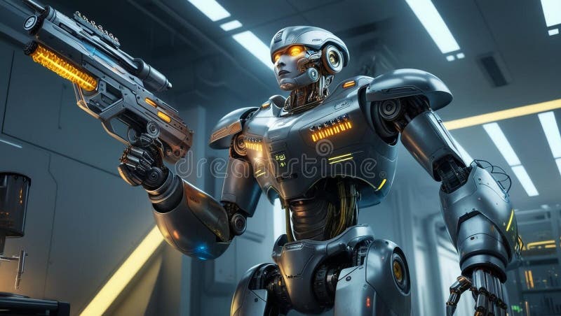 High-tech Military Robot with Artificial Intelligence Stock ...