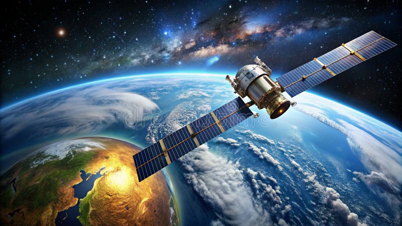 High Tech Military Satellite Capturing a Detailed View of Earth from ...