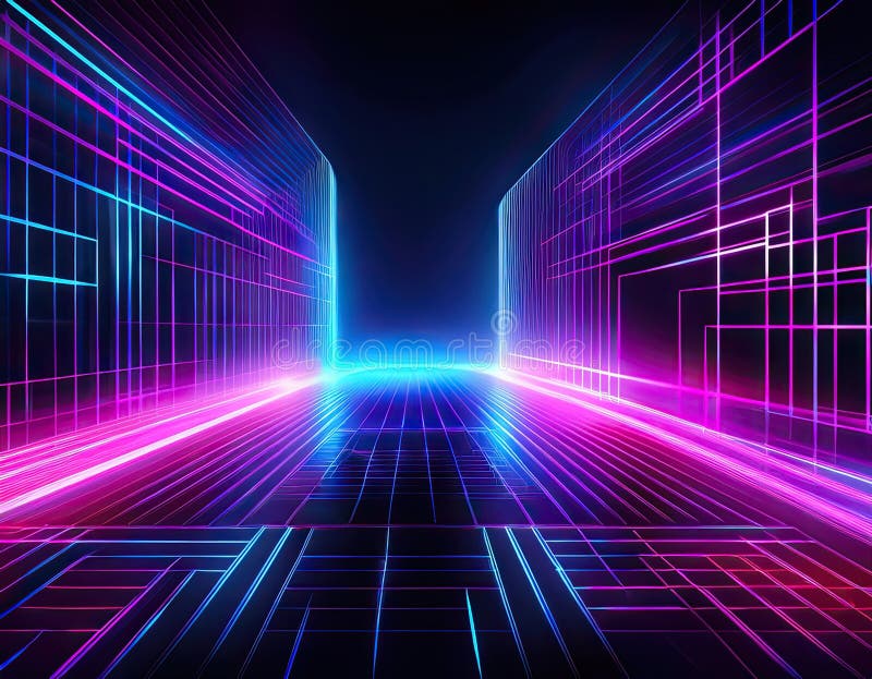 High-tech, Minimalist Abstract Design Featuring a Futuristic Neon-lit ...