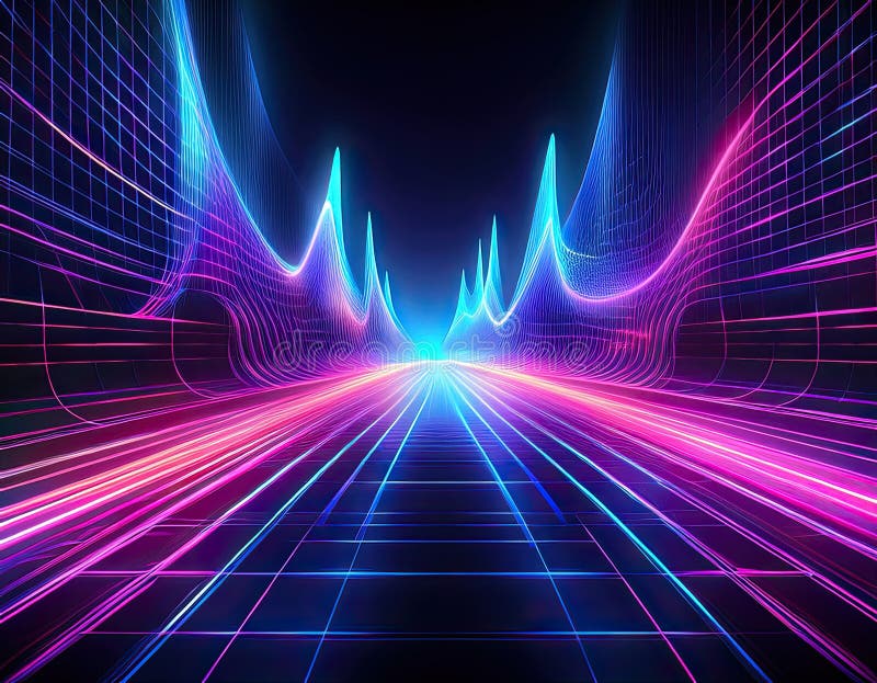 High-tech, Minimalist Abstract Design Featuring a Futuristic Neon-lit ...