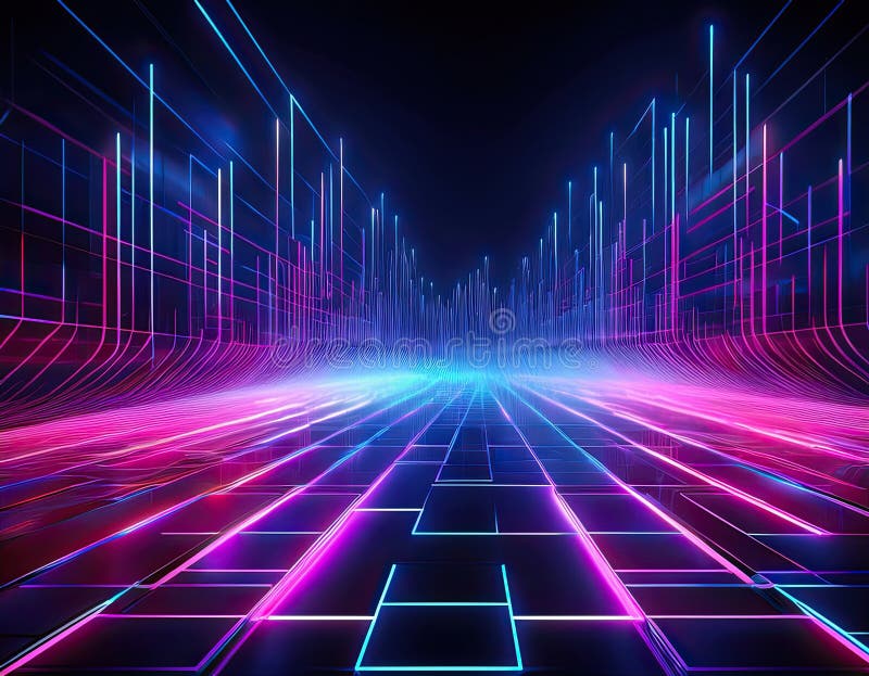 High-tech, Minimalist Abstract Design Featuring a Futuristic Neon-lit ...