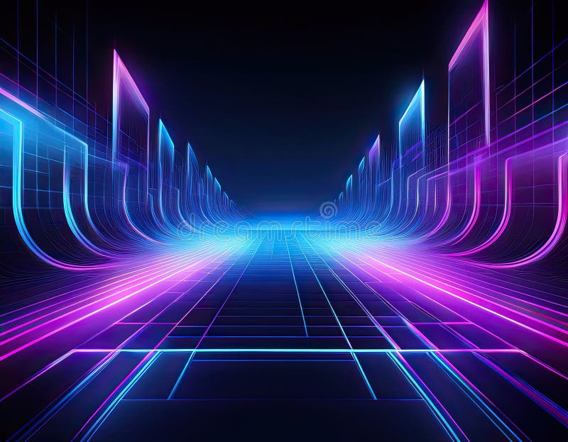 High-tech, Minimalist Abstract Design Featuring a Futuristic Neon-lit ...